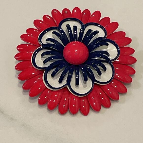 Unbranded | Jewelry | Vintage Flower Bright Fuchsia Pink And Blue ...